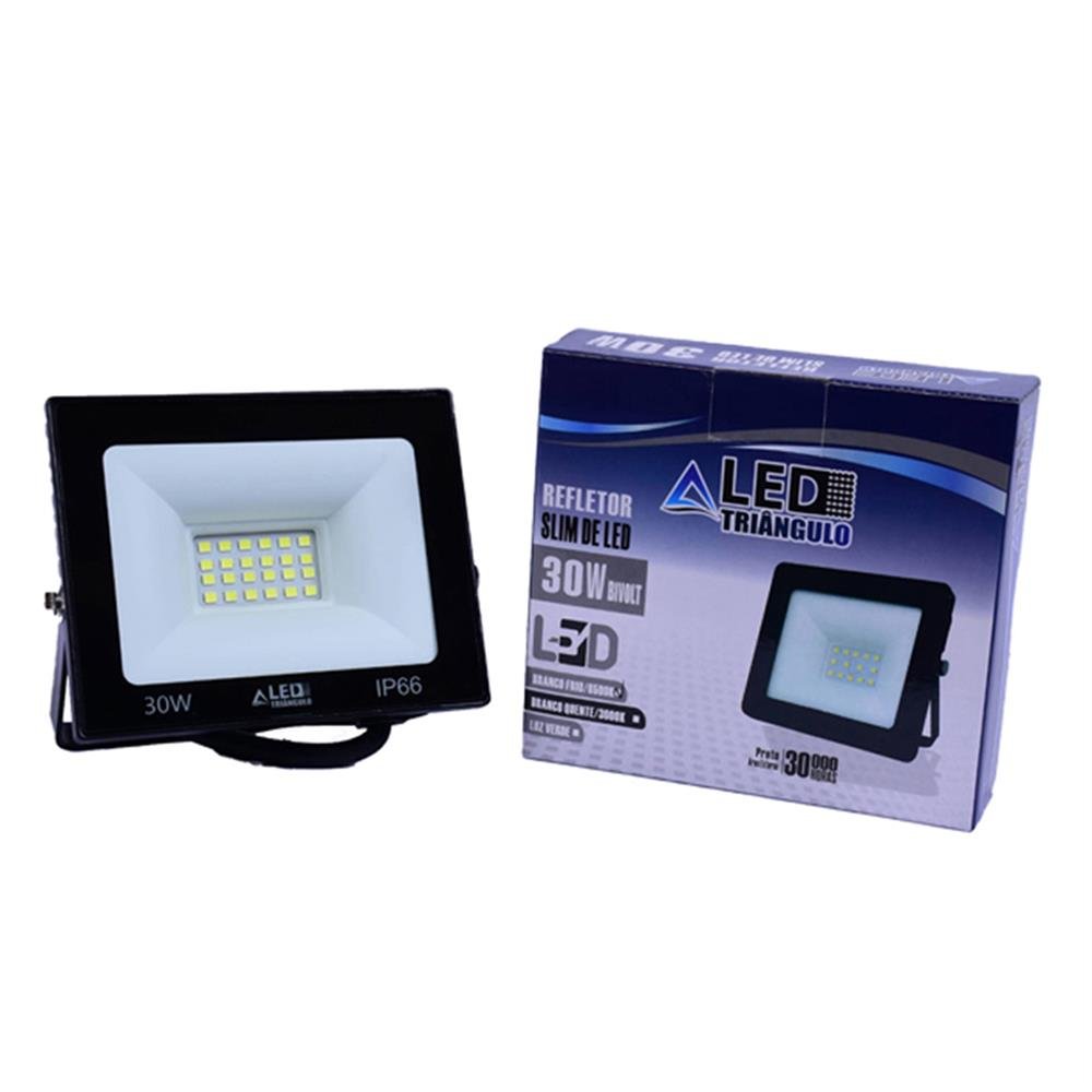 Refletor Led 30W Amarelo 3000K Led Triangulo Biv | Martins Atacado
