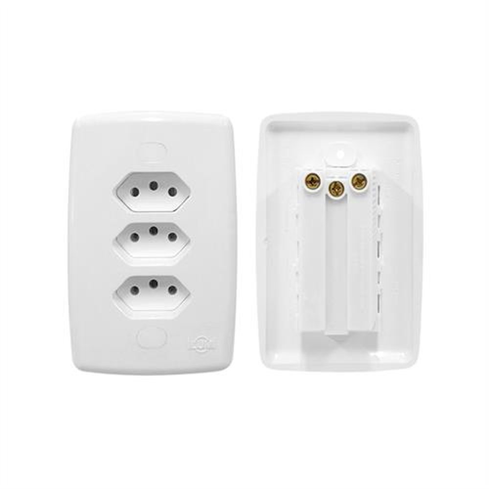 Tomada Tripla 2X4 10A Branca Safira Ilumi | Martins Atacado