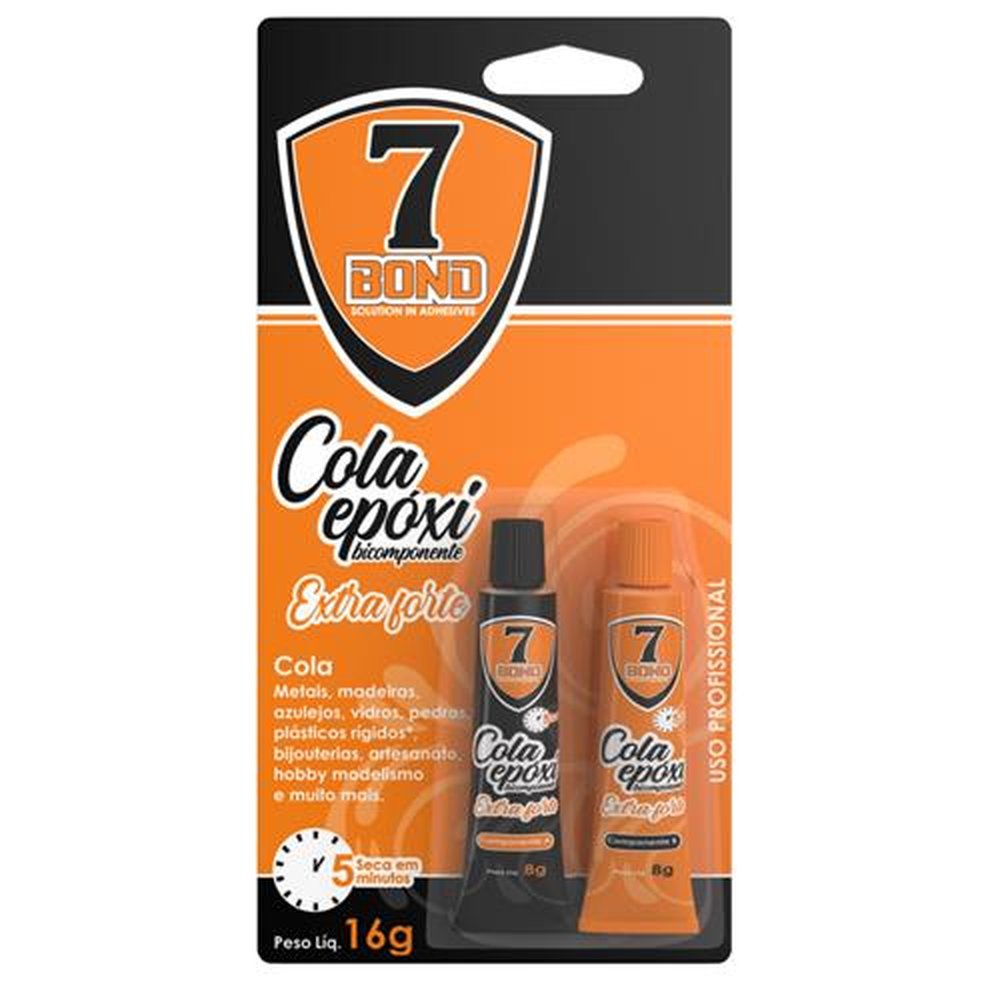 Cola Epóxi Bicomponente 7 BOND Extra Forte Caixa Display Com 10 Cartelas De 16g | Martins Atacado