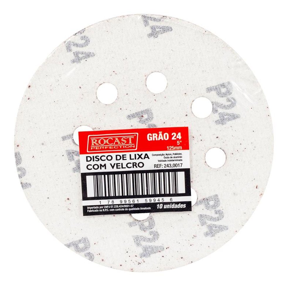 Disco De Lixa Com Velcro 125 - Grão 24 Rocast | Martins Atacado