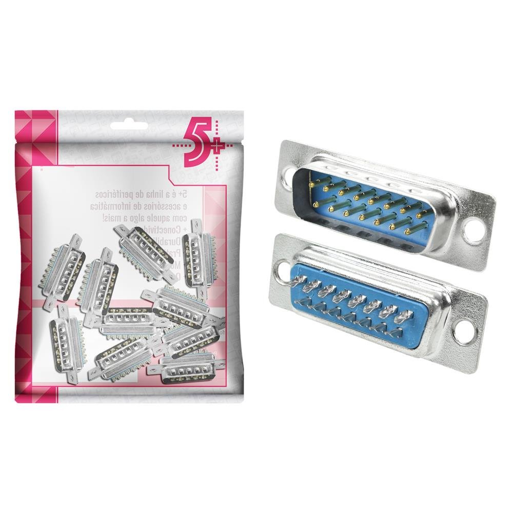 Conector DB15 Macho Para Solda Fio Serial - 180 Graus | Martins Atacado