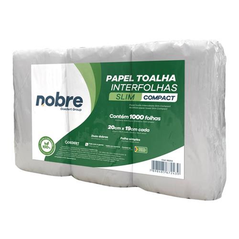 Papel Toalha Interfolha Com 1000Folhas 20CM X 19CM 2 Dobras Fardo Plastico Celulose Virgem Slim ...