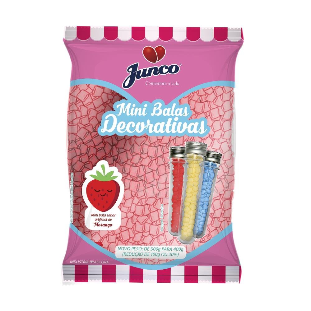 Mini Bala para Aniversário sabor Morango Junco 400g | Martins Atacado