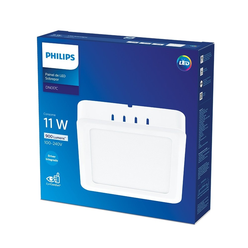 Plafon Painel Philips Led Quadrado | Sobrepor 11W 6,5K 15000H 900 ...