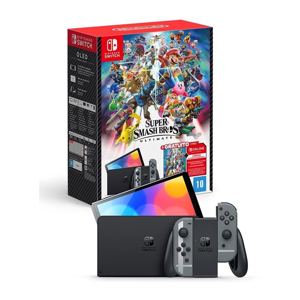 Console Nintendo Switch Oled Super Smash Bros Ultimate Digital 3 Meses Assinatura Nintendo Switch Online Martins Atacado