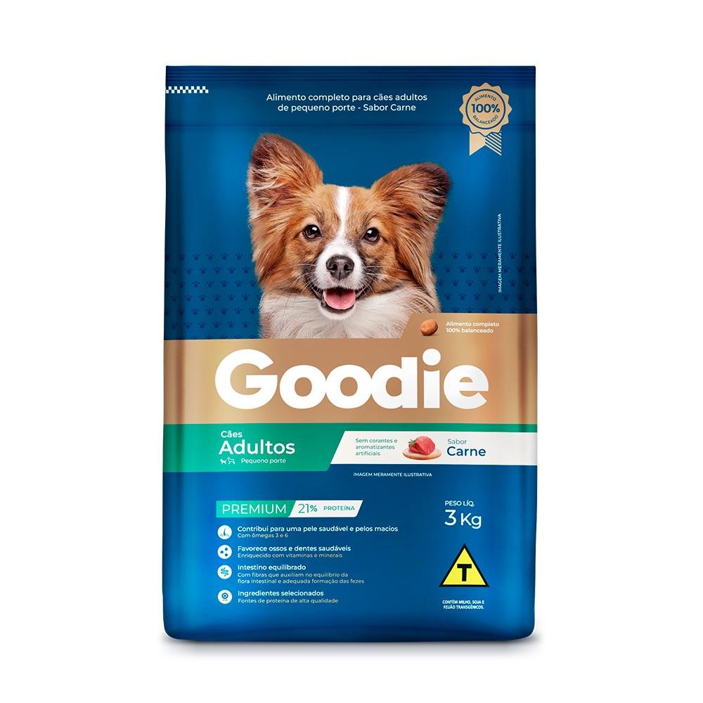 Ração Premium Goodie Cão Adulto Pequeno Porte Carne 3kg | Martins Atacado