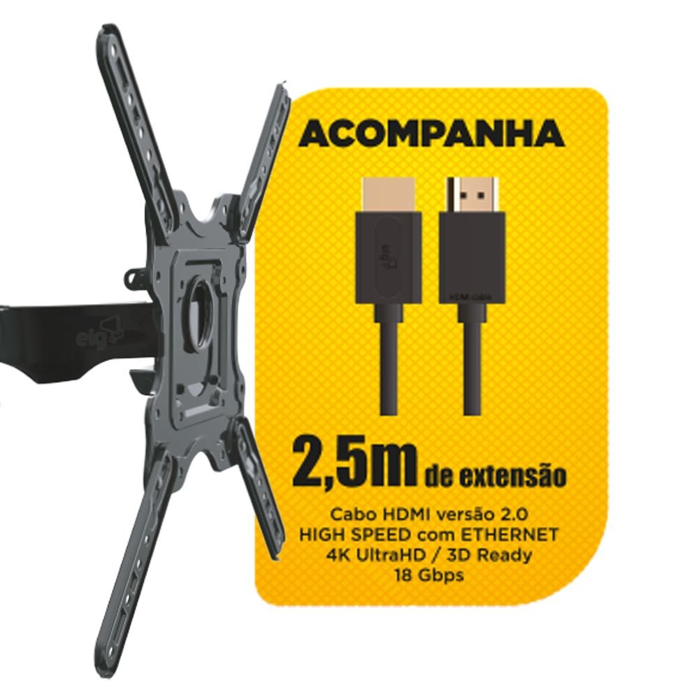 Suporte Multiarticulado De Parede Para TVS LED, LCD, Plasma - 26" a 75 ...