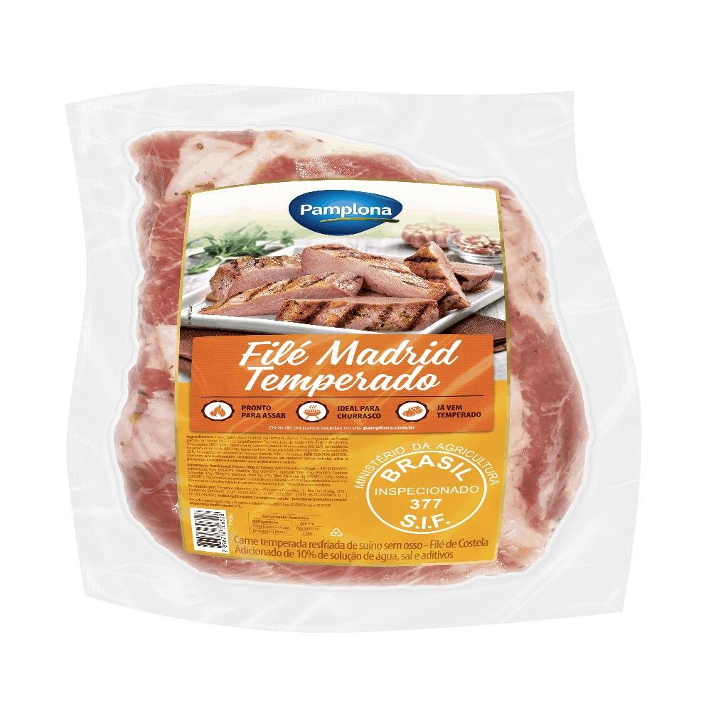 Filé Madrid Suíno Temperado Resfriado 900g a 1kg Pamplona - Embalagem ...