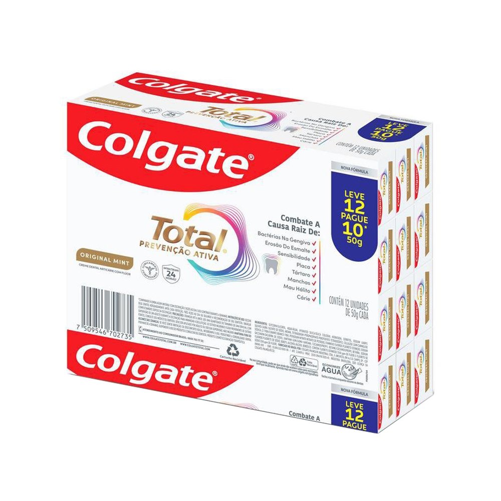 Creme Dental Colgate Total Prevenção Ativa Original Mint 50g ...