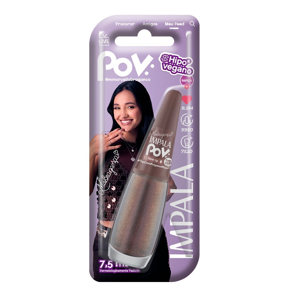 Esmalte Impala Perolado Pov Top Coat - Glow Up Marrom Blister 7,5ml ...