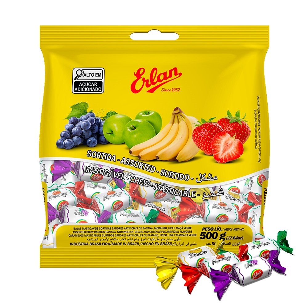 Bala Erlan Mastigável Sortida 500g | Martins Atacado Bala Erlan Mastigável Sortida 500g | Martins Atacado