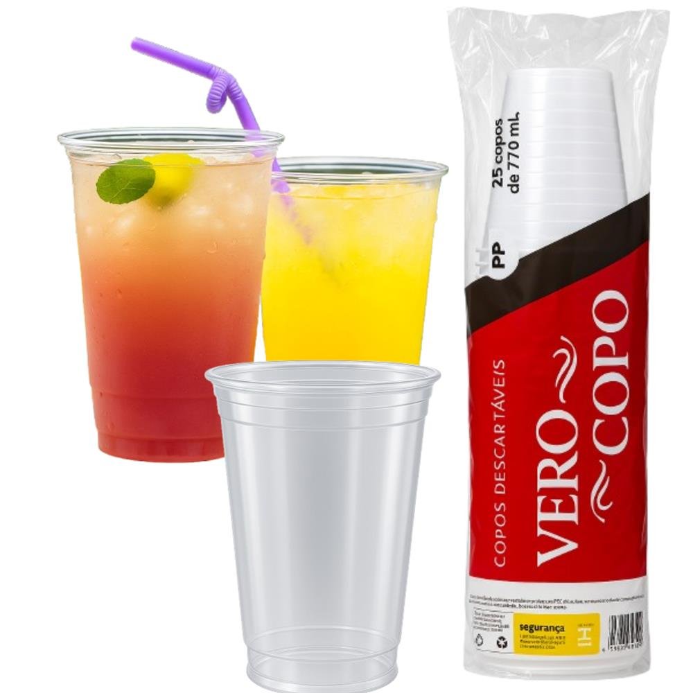 Copo Descartável 770Ml Liso Chop E Bebidas Com 25 Un. | Martins Atacado