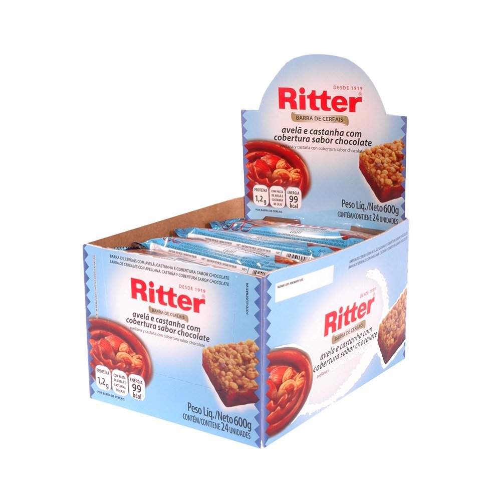 Barra Cereal Ritter Chocolate Avela e Castanha 24 Unidades | Martins ...