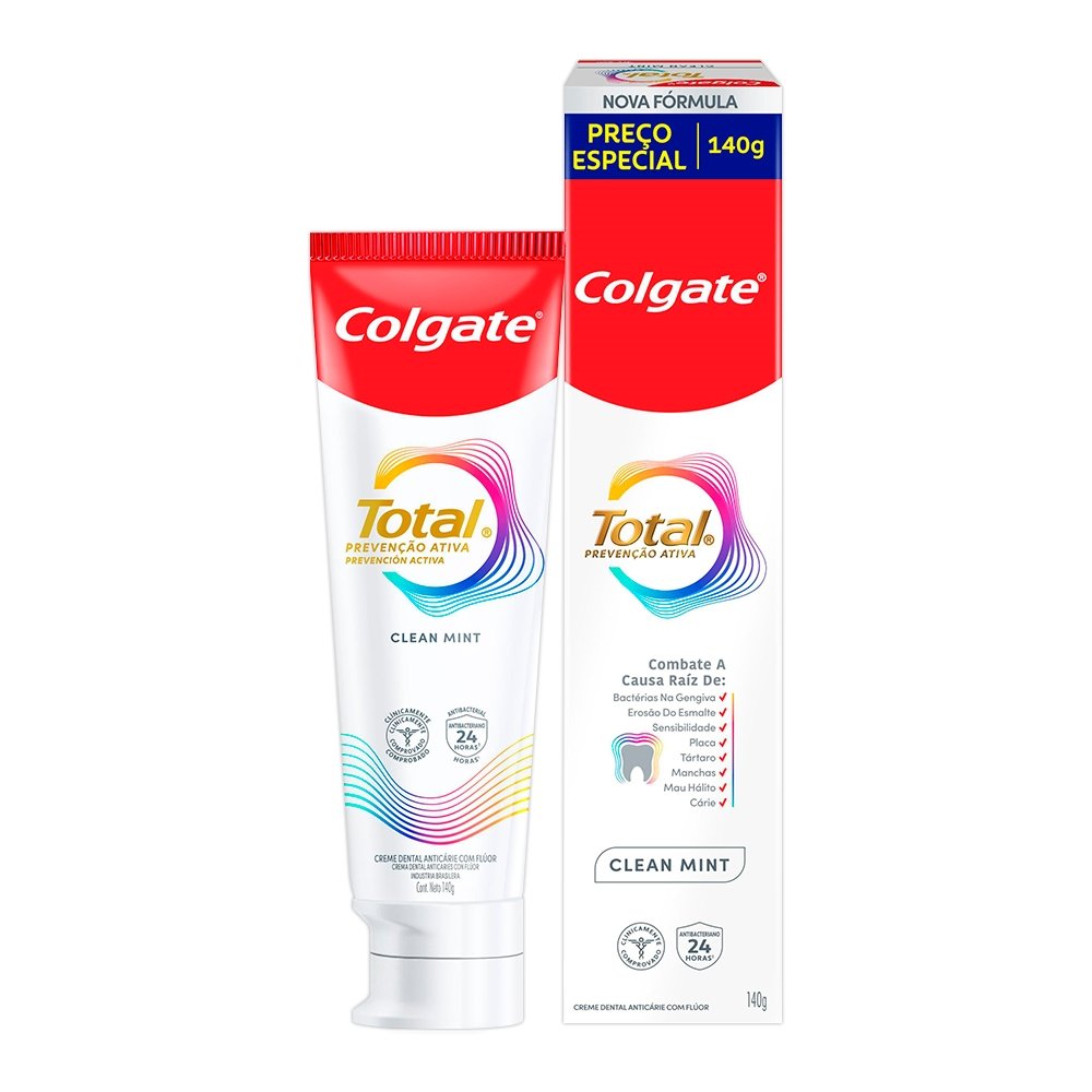 Creme Dental Colgate Total 12 Clean Mint 140g Embalagem com 12 Unidades ...