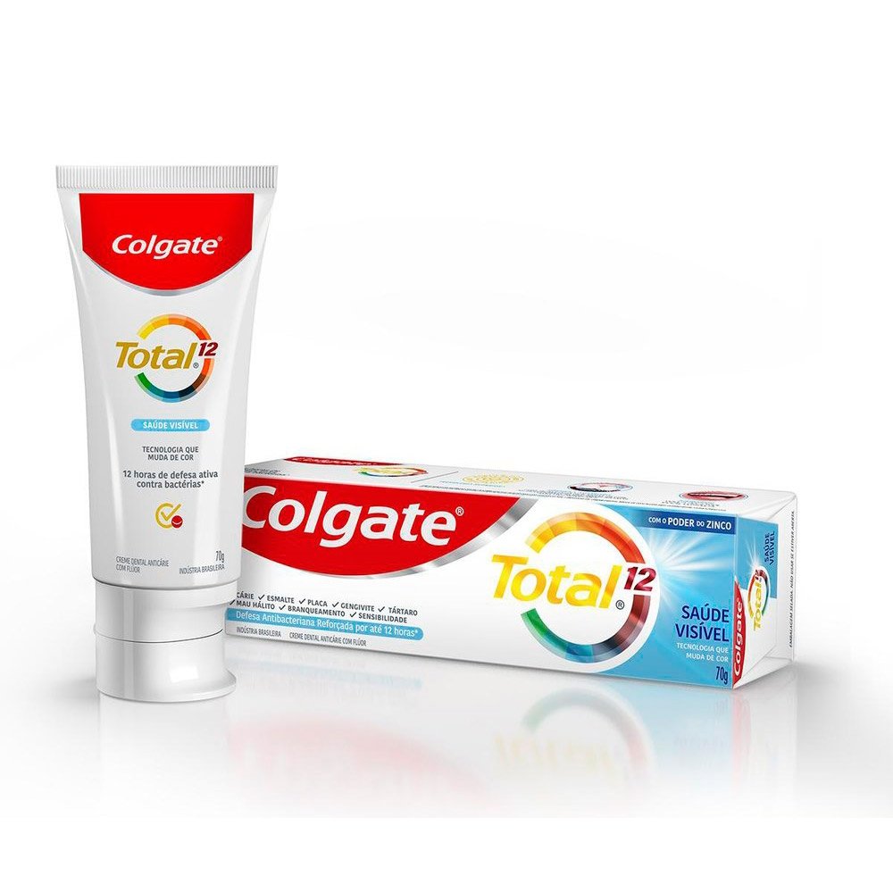Creme Dental Colgate Total 12 Saúde Visível 70g Embalagem com 12 ...