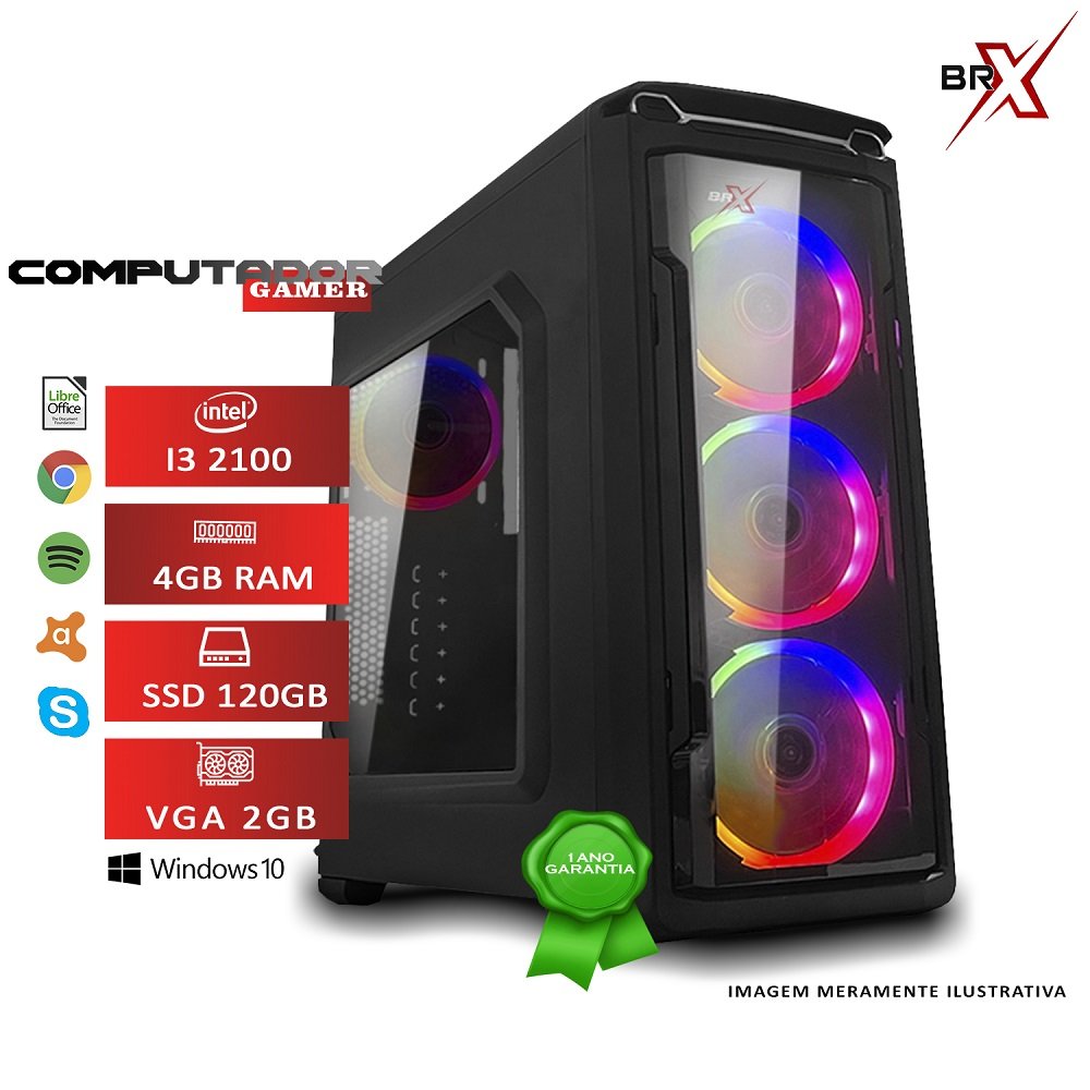 Computador Gamer BRX Intel Core i3 4GB SSD 120GB VGA 2GB Windows 10 ...