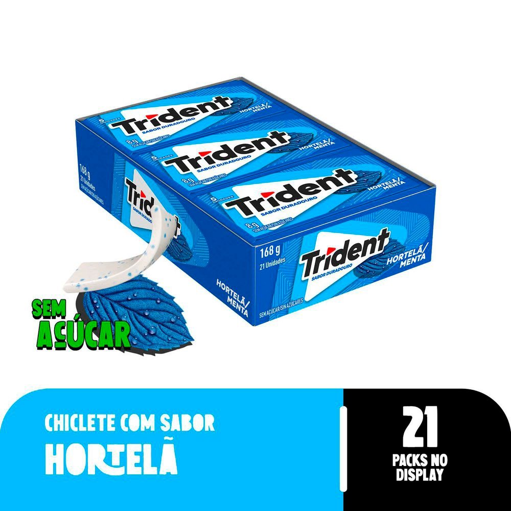 Chicle Trident Hortelã 8g - Embalagem com 21 Unidades | Martins Atacado